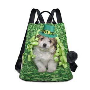 alaza irish shamrock patricks day hat women backpack anti theft back pack shoulder fashion bag purse