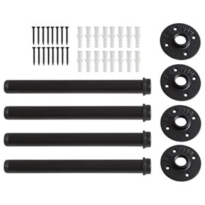 IBUYKE 4 Pcs 12 Inch Industrial Pipe Clothes Bar, Multifunctional Wall Mounted Clothes Rail, Heavy Duty Rustic Wall Mounted DIY Shelving Brackets, for Bedroom Bathroom, Black TYJ004H