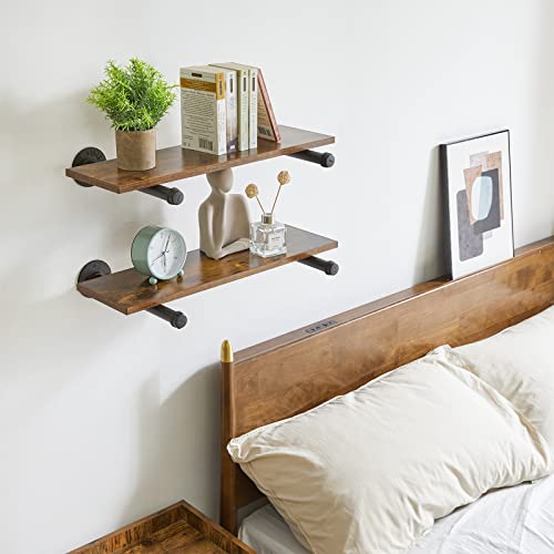 IBUYKE 4 Pcs 12 Inch Industrial Pipe Clothes Bar, Multifunctional Wall Mounted Clothes Rail, Heavy Duty Rustic Wall Mounted DIY Shelving Brackets, for Bedroom Bathroom, Black TYJ004H