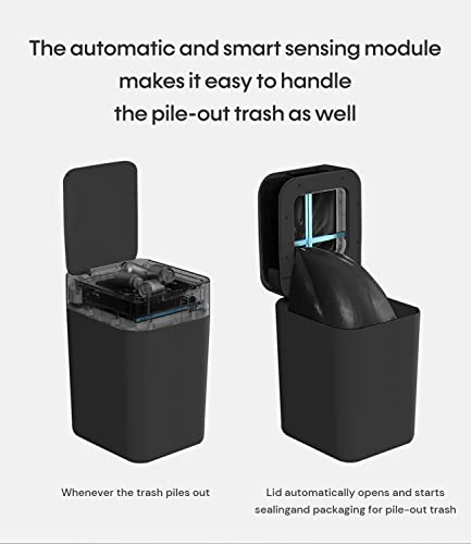 TOWNEW T1S Automatic Trash Can with Lid, 4.1 Gallon Smart Self-Sealing and Self-Changing, Motion Sense Activated Garbage Can for Kitchen Bathroom Office, Black.