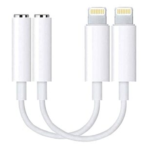 2 pack [apple mfi certified] for iphone 3.5mm headphones adapter, lightning to 3.5 mm headphone/earphone jack audio aux adapter dongle for iphone 13 12 11 xs xr x 8 7 6 ipad, support ios 15 and more