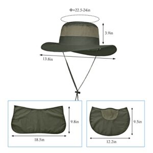 3 Pack Mens Outdoor Wide Brim Fishing Hat,UPF 50+ Sun Protection Cap with Face Neck Flap for Hiking & Garden (3 Pack-Dark Grey＆Light Grey＆Army Green)