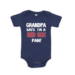 nanycrafts' grandpa says i'm a red sox fan baby bodysuit 18 months navy