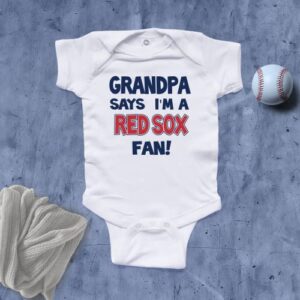 NanyCrafts' Grandpa Says I'm a Red Sox Fan Baby Bodysuit 18 Months Navy