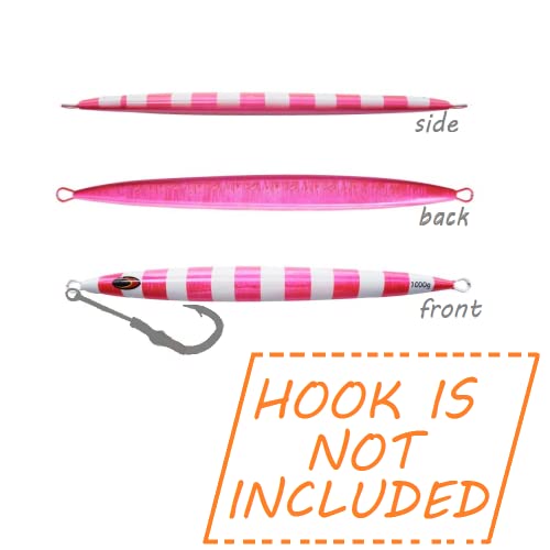 kkekos Fishing Saltwater Jig Fast Jigging Heavy Jig Speed Jigging Lures Vertical Jigging Artificial Lures for Bluefin Tuna 500g to 1000g (Pink,21Oz 600g)