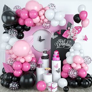 balloon garland arch kit pink black, black pink white balloon arch kit balloon garland, pink confetti latex balloons for girls birthday decoration wedding baby shower decoration party supplies