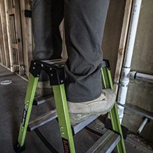 Little Giant Ladders, Sure Step, 3-Step, Double-Sided Step Stool, Fiberglass, (11953), Type 1AA, 375 lbs Weight Rating, Hi-viz Green