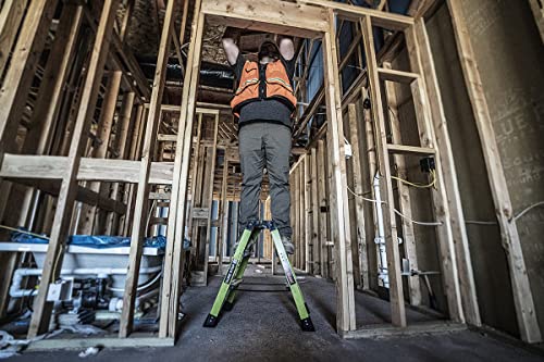 Little Giant Ladders, Sure Step, 3-Step, Double-Sided Step Stool, Fiberglass, (11953), Type 1AA, 375 lbs Weight Rating, Hi-viz Green