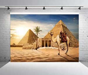 beleco 9x6ft fabric egypt pyramids backdrop photography ancient egyptian pyramid camel backdrop giza desert scene coconut tree sunset sky scenery room decor africa desert travel portrait photo props