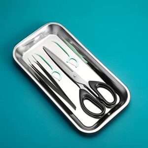 12 Pieces Small Metal Tray Procedure Trays Lab Instrument Tools Medical Tray Small Dental Tray Stainless Steel Mini Surgical Instruments Tool for Lab Dental Piercing Organizer, 8.9 x 4.6 x 0.8 Inch