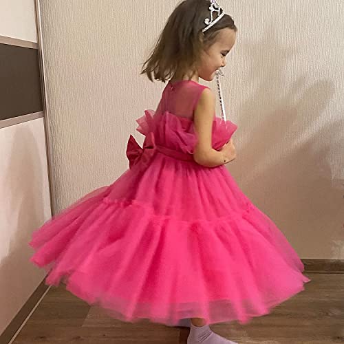 HNXDYY Girl Tutu Party Dress Bowknot Princess Baby Girls Birthday Gown #766_C Hot Pink 6-12 Months