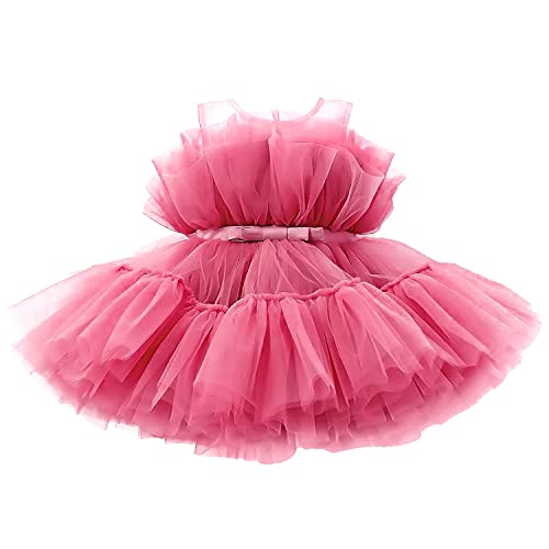 HNXDYY Girl Tutu Party Dress Bowknot Princess Baby Girls Birthday Gown #766_C Hot Pink 6-12 Months