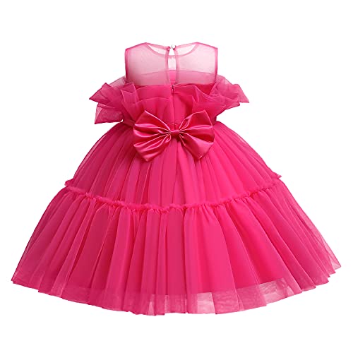 HNXDYY Girl Tutu Party Dress Bowknot Princess Baby Girls Birthday Gown #766_C Hot Pink 6-12 Months