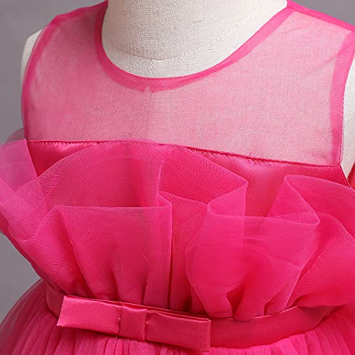 HNXDYY Girl Tutu Party Dress Bowknot Princess Baby Girls Birthday Gown #766_C Hot Pink 6-12 Months