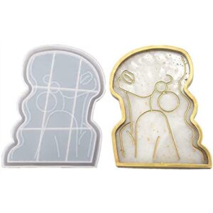 EORTA 3 PCS/Set Resin Tray Silicone Molds with Women Body Abstract Paintings Jewelry Holder Mold for Crafts, Decor, Storage, Irregular Shape, 6.2 Inch