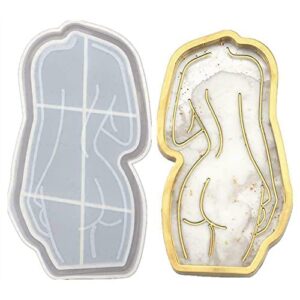 EORTA 3 PCS/Set Resin Tray Silicone Molds with Women Body Abstract Paintings Jewelry Holder Mold for Crafts, Decor, Storage, Irregular Shape, 6.2 Inch