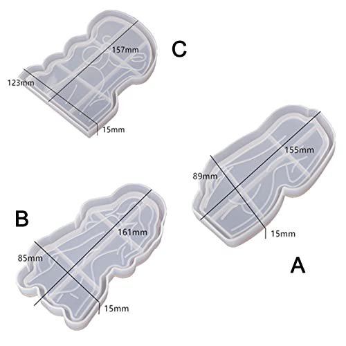 EORTA 3 PCS/Set Resin Tray Silicone Molds with Women Body Abstract Paintings Jewelry Holder Mold for Crafts, Decor, Storage, Irregular Shape, 6.2 Inch