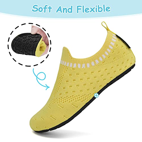 SAGUARO Kids Toddler Lightweight Slippers Shoes Socks Boys Indoor House Shoes Girls Non Slip Knit Slippers Yellow 11-12 Little Kid