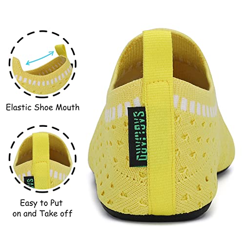 SAGUARO Kids Toddler Lightweight Slippers Shoes Socks Boys Indoor House Shoes Girls Non Slip Knit Slippers Yellow 11-12 Little Kid