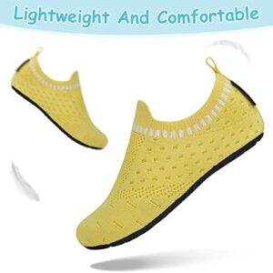 SAGUARO Kids Toddler Lightweight Slippers Shoes Socks Boys Indoor House Shoes Girls Non Slip Knit Slippers Yellow 11-12 Little Kid