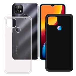 lmlqsz black + transparent cover for infinix smart 5 pro, flexible silicone slim fit soft tpu shell cute back case rubber protective case for infinix smart 5 pro (6,52")