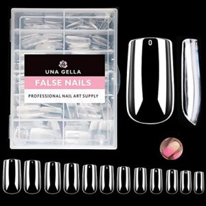 una gella medium square gel nail tips 216pcs clear square fake nails for full cover acrylic square nails french false nails for nail extension and diy nail art 12 sizes false gelly tips diy nail salon