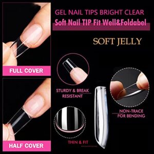 UNA GELLA Medium Square Gel Nail Tips 216pcs Clear Square Fake Nails for Full Cover Acrylic Square Nails French False Nails for Nail Extension and DIY Nail Art 12 Sizes False Gelly Tips DIY Nail Salon