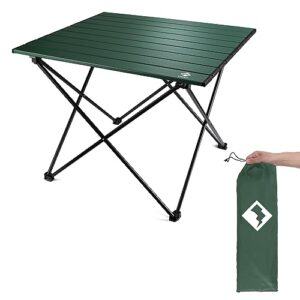 villey portable camping side table, ultralight aluminum folding beach table with carry bag for outdoor cooking, picnic, camp, boat, travel - green