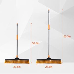 CLEANHOME 24” Push Broom Outdoor for Floor Cleaning with 65” Long Handle and Stiff Bristles, Heavy Duty Broom Brush for Shop, Deck, Garage, Concrete,Patio Sweeping Outside