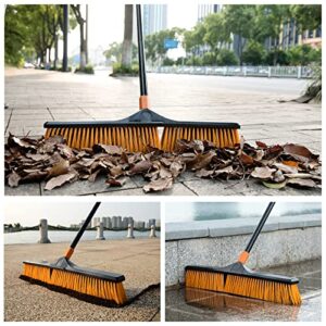 CLEANHOME 24” Push Broom Outdoor for Floor Cleaning with 65” Long Handle and Stiff Bristles, Heavy Duty Broom Brush for Shop, Deck, Garage, Concrete,Patio Sweeping Outside