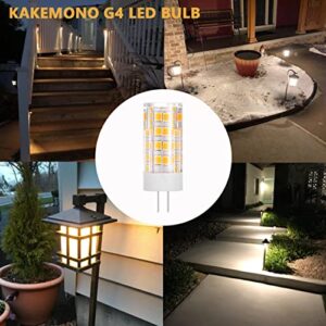 KAKEMONO G4 LED Bulb 4W 2700K Warm White bi-pin T3 JC Type 12VAC/DC 35W Halogen Equivalent Non-dimmable for Outdoor Landscape Deck Stair Step Path Lights, Pack of 6