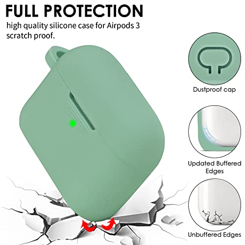 Case for Airpods 3 (2021), Filoto Silicone Airpod 3rd Generation Case Cover with Bracelet Keychain, Cute Protective Case for Apple Air Pod 3 Wireless Charging Case Women Girl (Cactus Green)