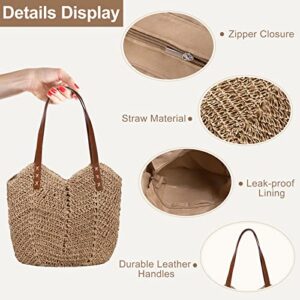 Straw Bag for Women Summer Beach Soft Woven Large Rattan Tote Shoulder Bag for Vacation