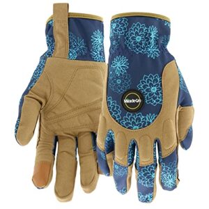 miracle gro women's high-dexterity gardening work gloves, touchscreen technologies, abrasion resistant, comfort, blue/tan, small (mg86207/wsm)