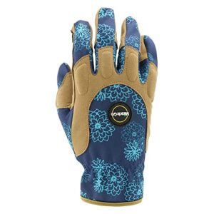 Miracle Gro Women's High-Dexterity Gardening Work Gloves, Touchscreen Technologies, Abrasion Resistant, Comfort, Blue/Tan, Small (MG86207/WSM)