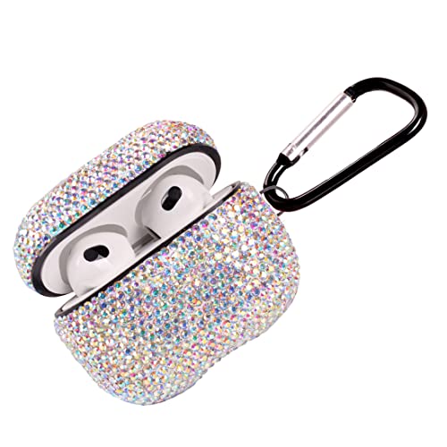 Sparkly Case Compatible with AirPods 3rd Generation with Keychain,Shockproof Protective Premium Bling Rhinestone Cover Skin for AirPods 3 Charging Case (AB not Pro)