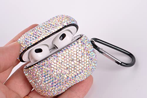 Sparkly Case Compatible with AirPods 3rd Generation with Keychain,Shockproof Protective Premium Bling Rhinestone Cover Skin for AirPods 3 Charging Case (AB not Pro)