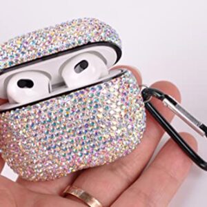 Sparkly Case Compatible with AirPods 3rd Generation with Keychain,Shockproof Protective Premium Bling Rhinestone Cover Skin for AirPods 3 Charging Case (AB not Pro)