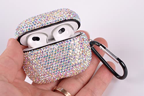 Sparkly Case Compatible with AirPods 3rd Generation with Keychain,Shockproof Protective Premium Bling Rhinestone Cover Skin for AirPods 3 Charging Case (AB not Pro)