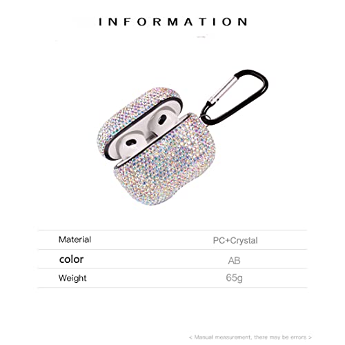 Sparkly Case Compatible with AirPods 3rd Generation with Keychain,Shockproof Protective Premium Bling Rhinestone Cover Skin for AirPods 3 Charging Case (AB not Pro)