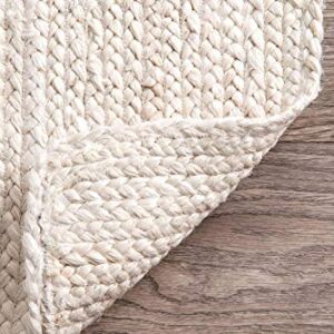 The Knitted Co. 100% Jute Area Rug 4x6 Feet Approx- Braided Design Hand Woven Dyed Off-White Natural Fibers Carpet - Home Decor for Living Room Hallways (4' x 6', Off-White)