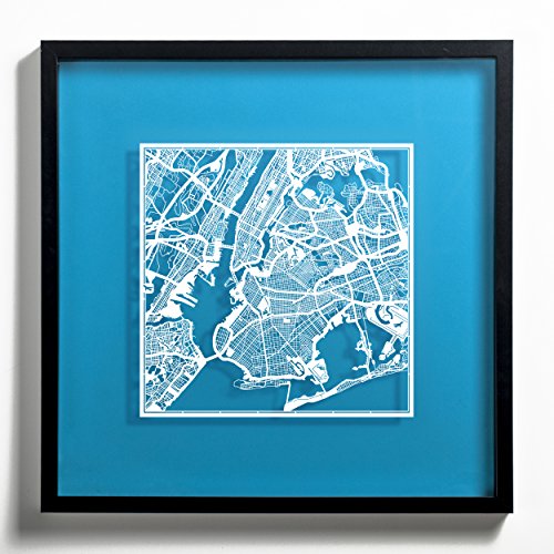 New York Paper Cut Map White 12x12 inches Paper Art