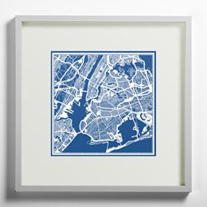 New York Paper Cut Map White 12x12 inches Paper Art