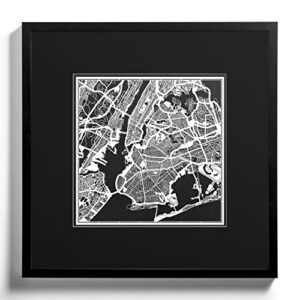 New York Paper Cut Map White 12x12 inches Paper Art