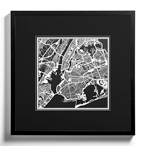 New York Paper Cut Map White 12x12 inches Paper Art