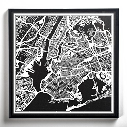 New York Paper Cut Map White 12x12 inches Paper Art