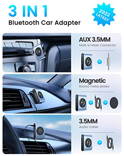 Bluetooth 5.3 AUX Adapter for Car,【Enhanced Mic & LED Digital Display】【22H Battery Life & Noise Cancelling】JOYROOM 3.5mm Input Wireless Receiver for Car Audio/Home Stereo, Metal