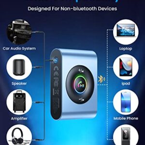 Bluetooth 5.3 AUX Adapter for Car,【Enhanced Mic & LED Digital Display】【22H Battery Life & Noise Cancelling】JOYROOM 3.5mm Input Wireless Receiver for Car Audio/Home Stereo, Metal