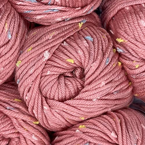 Tweed Twinkles Super Soft Textured Knitting Crochet Yarn, 8 Balls (696 yards/400 Grams) Light Worsted #3 (Pink Lemonade)