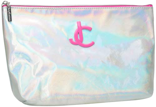 Juicy Couture Women's Cosmetics Bag - Travel Makeup and Toiletries Top Zip Wedge Pouch, Size One Size, Metallic